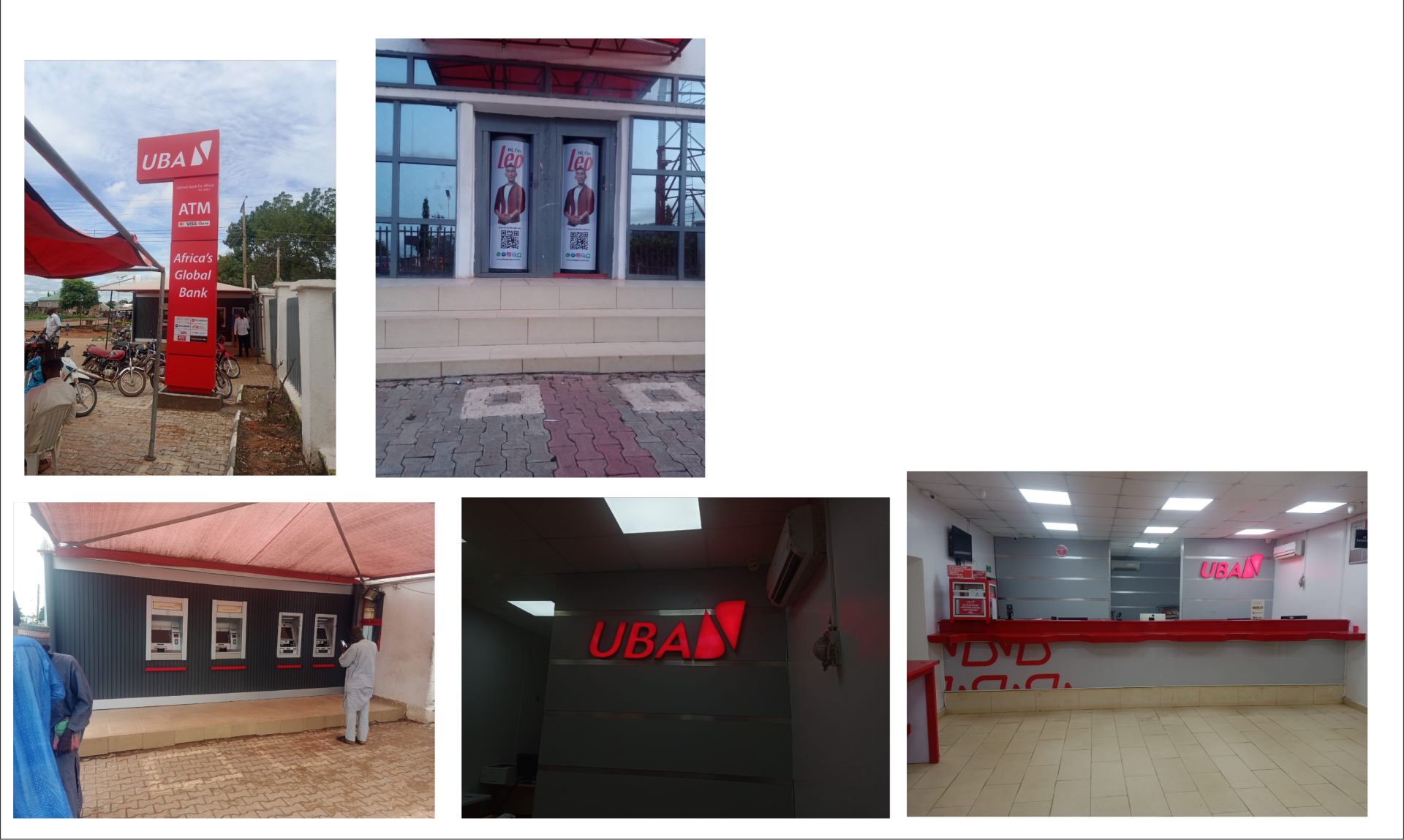 Internal and external branding elements produced for UBA at their ...