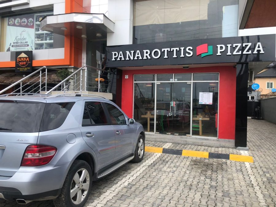 Panarottis Pylon and wall facial signage installed at Lekki chevron ...